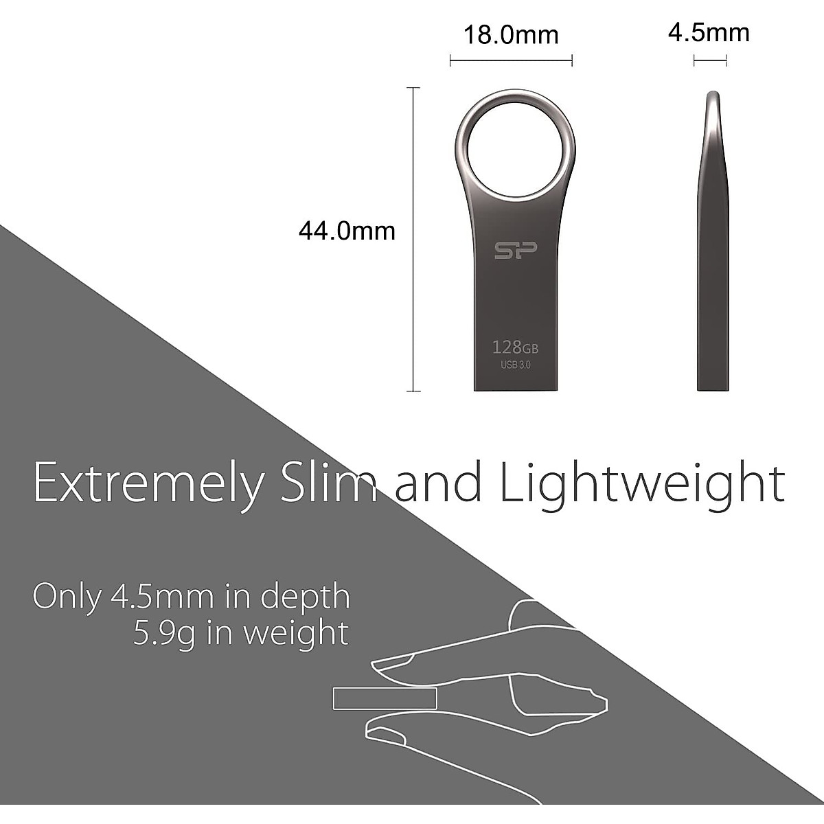 Silicon Power 64GB Jewel J80 USB 3.0 Flash Drive, Titanium (SP064GBUF3J80V1T)