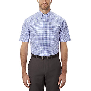 Tommy Hilfiger Men's Short Sleeve Button-Down Shirt, Royal, 16" Neck