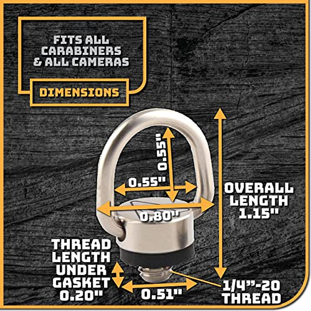 Danger Buddies Camera Carabiner Clip D-Ring - Easily Attach a Carabiner to your Camera with this 1/4-20 Tripod Mount D-Ring (2-Pack)