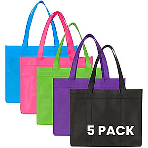 NZ home Large Reusable Recyclable Bag for Grocery Shopping, Mixed Color (5 pack)