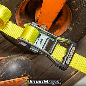 SmartStraps 14’ Ratchet Straps, 2 Pack –5,000lbs Break Strength, 1,667lbs Safe Work Load –Commercial Tie Down Straps for Heavy Duty Cargo, Haul Equipment and Vehicles