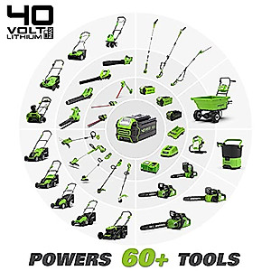 Greenworks 40V (185 MPH) Brushless Cordless Blower/Vacuum, 4.0Ah Battery and Charger Included 24322 with 40V Hedge Trimmer