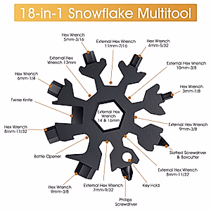 Stocking Stuffers Christmas Gifts for Men - 18-in-1 Snowflake Multitool - Cool Gadgets Mens Gifts for Dad Boyfriend Husband Him - Bottle Opener/Flat Phillips Screwdriver/Wrench for Camping, Repairing