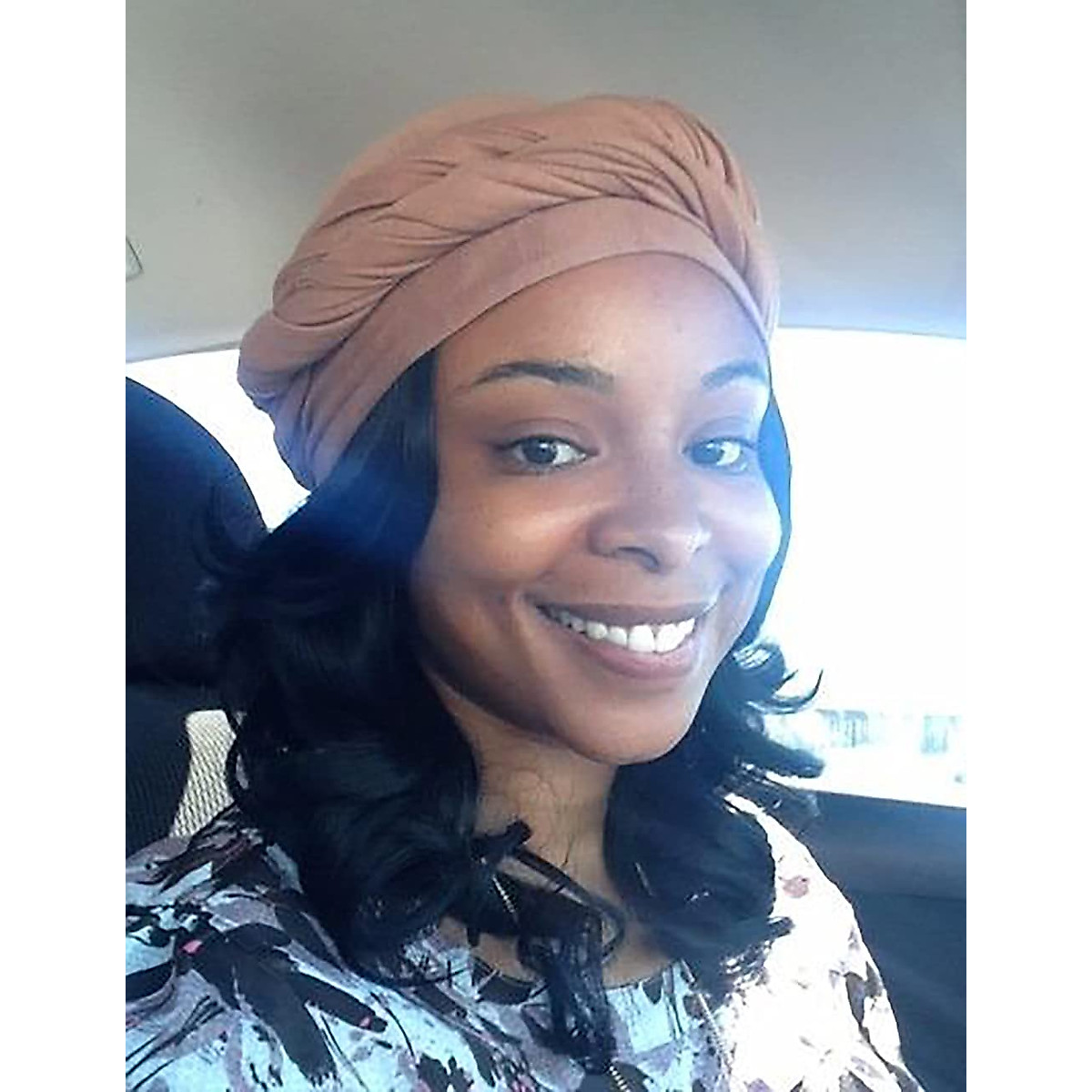 Harewom Head Scarves Wrap Turban for Black Women Long Lightweight Fashion Solid Color Hijab Jersey Headband for Braids Camel