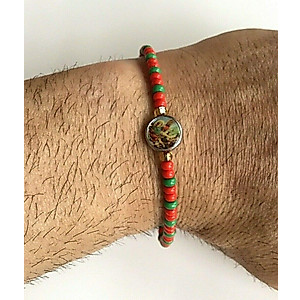 ALEX AND ELSA SAINT MICHAEL BEAD BRACELET FOR PROTECTION 7.5" LONG/PULSERA DE SAN MIGUEL PARA PROTECCION 7.5 LARGO