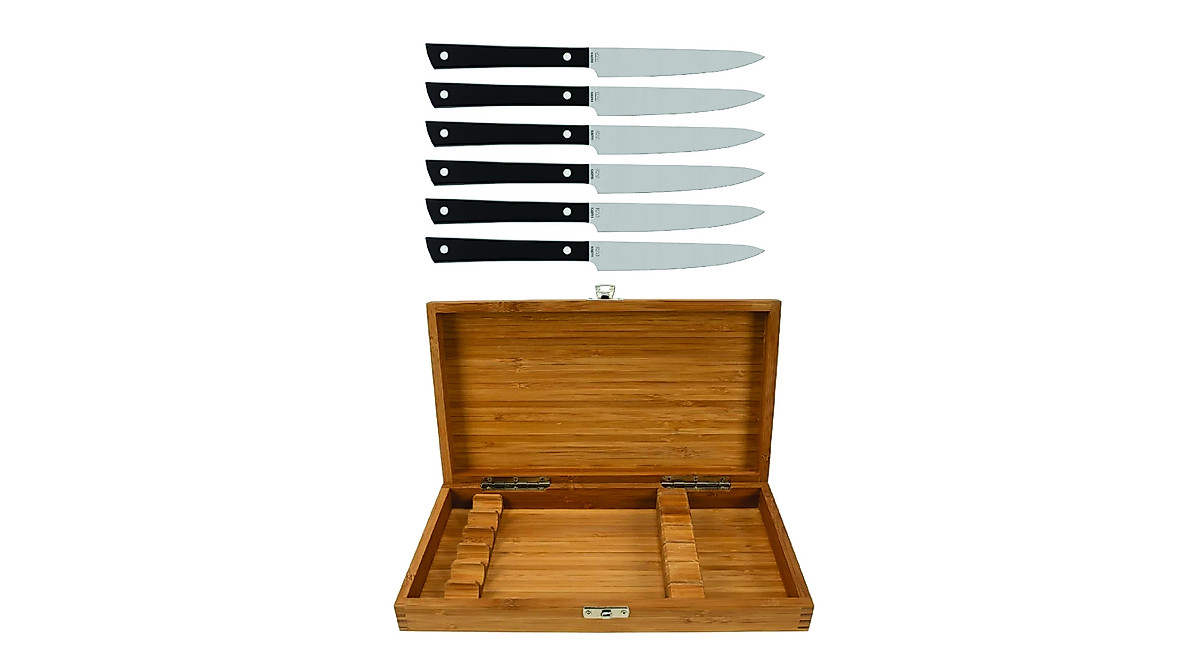Kai Pro Steak Knife Set - 6 Premium Knives & Bamboo Box