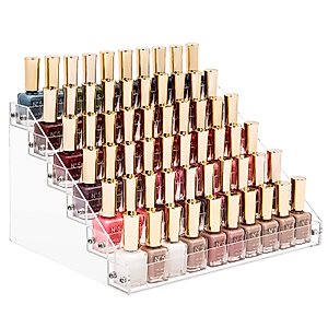 Benbilry 6 Tiers Acrylic Nail Polish Organizer 72 Bottles Essential Oil Stand Clear Holder Sunglasses Eyeglasses Display Makeup Organizer(6 Tiers)