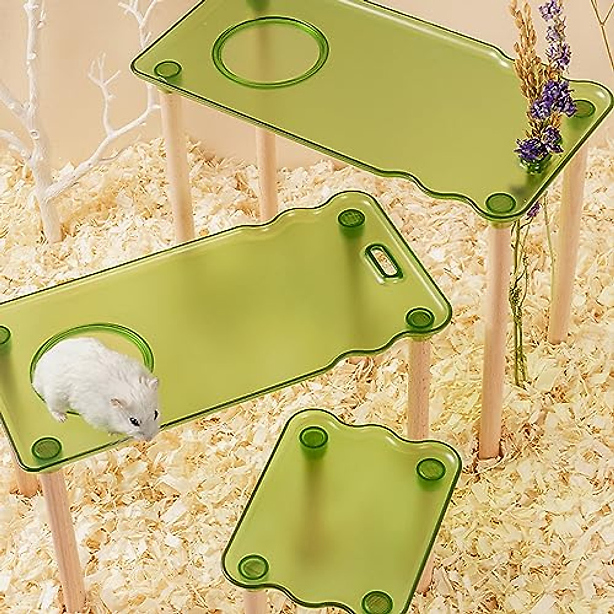 Wood Small Animals Stand Platform Natural Toy Cage Accessories For Hamster Squirrels Gerbil Chinchilla Parrots & Pet Hamster Platform For Cage