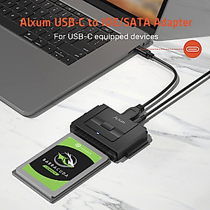 Alxum USB 3.0 to IDE SATA Converter, for Universal 2.5 & 3.5 inches SATA HDD SDD & IDE HDD Drives, Hard Drive Adapter with 12V 2A Power Adapter and USB 3.0 Cable (Type C)