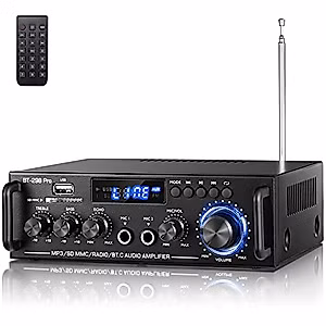 Facmogu Home Audio Amplifier, Bluetooth 5.0 Receiver Wireless Power Amplifier, Max 400Wx2 RMS 50Wx2 Dual Channel HiFi Sound Audio System Home Stereo Receiver, MIC in w/Echo, Bass & Treble w/USB/RCA/FM