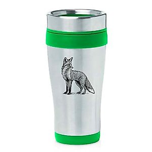 16oz Insulated Stainless Steel Travel Mug Coffee Mug Tumbler Fox (Green)