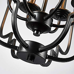 Saint Mossi Black Farmhouse Chandelier with 6 Lights,Lantern Metal Pendant Lighting for Dining Room,Living Room,Kitchen,Foyer,W23 x H26 with Adjustable Chain