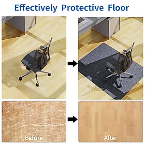 HIWOOD Office Chair Mat for Hardwood, 35 x 47 inches 1/6" Thick Low-Pile Under Desk Mat, Multi-Purpose Hard Floor Mat (Dark Gray)