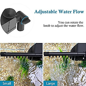 FEDOUR 4W 5W Adjustable Aquarium Internal Filter, Submersible Filter with Spray Bar, Water Pump for 1-40 Gallon Fish and Turtle Tank (for 1-20 gallon)