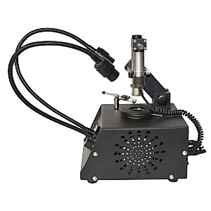 Radical Gemology Gemstone Diffraction Prism Spectroscope w Scale on Professional Stand with Dual Fibre Optic Light, Transmitted Halogen, Scale Illuminator & Gem Clamp