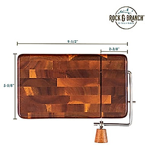 Totally Bamboo Rock & Branch Series Acacia Wood Serving Board with Cheese Slicer, 9-1/2" x 5-5/8"