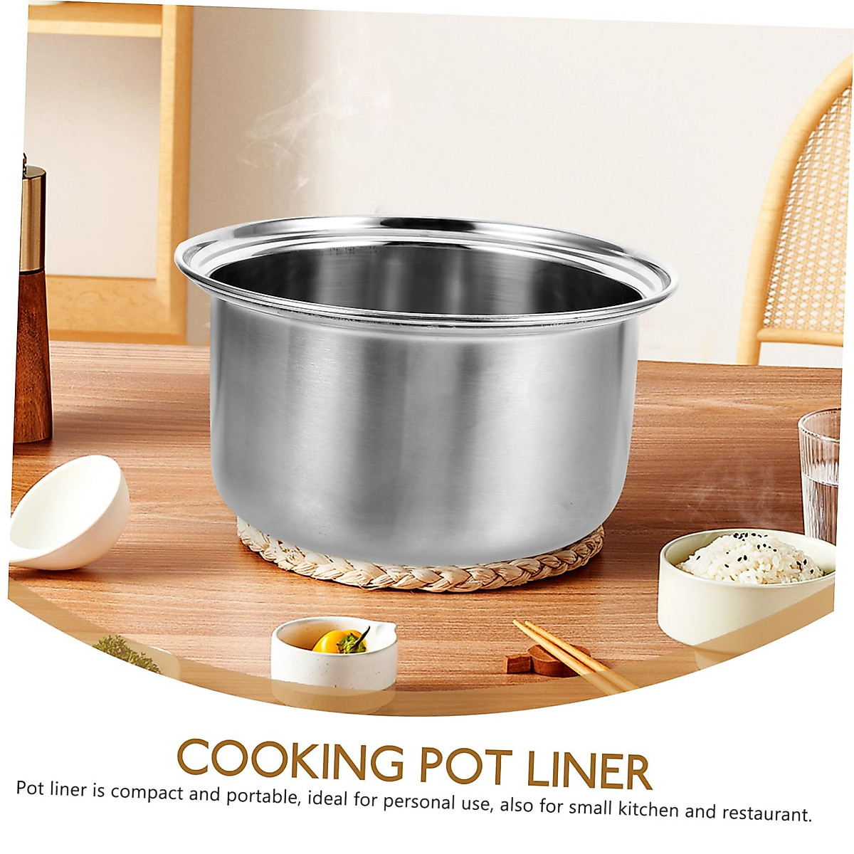 Ciieeo Small Hot Pot Liner Stainless Steel Cookware Rice Maker Pan Nonstick Cookware Rice Inner Tank Rice Cooker Pressure Pot Rice Cooking Pan Induction Hops Individual