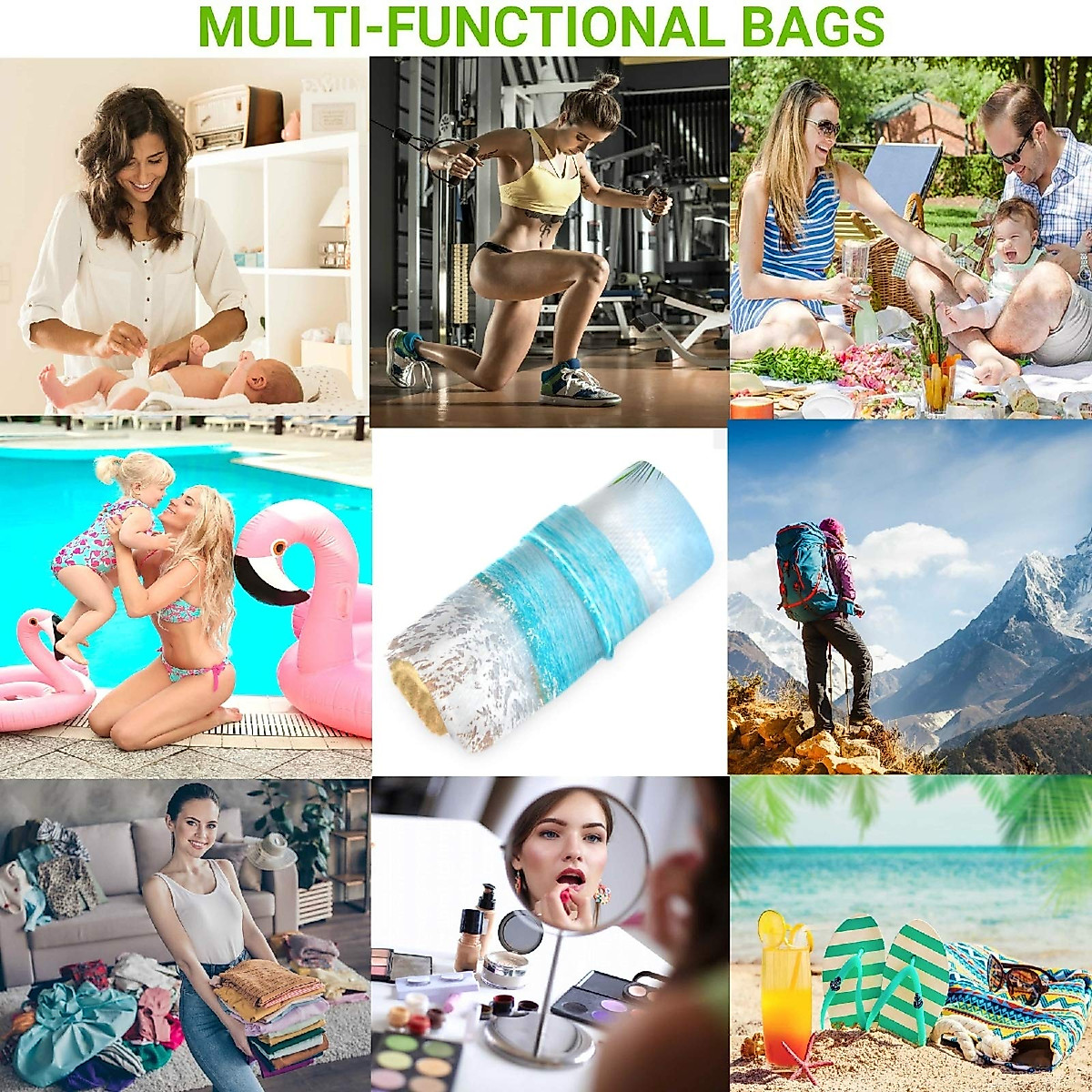 visesunny Palm and Tropical Beach 2Pcs Wet Bag with Zippered Pockets Washable Reusable Roomy for Travel,Beach,Pool,Daycare,Stroller,Diapers,Dirty Gym Clothes, Wet Swimsuits, Toiletries