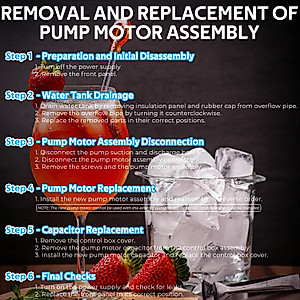 S-0731 Ice Machine Motor for Hoshizaki, Pump Service Assembly with Mounting Plate, 14-Inch Cable & Plug