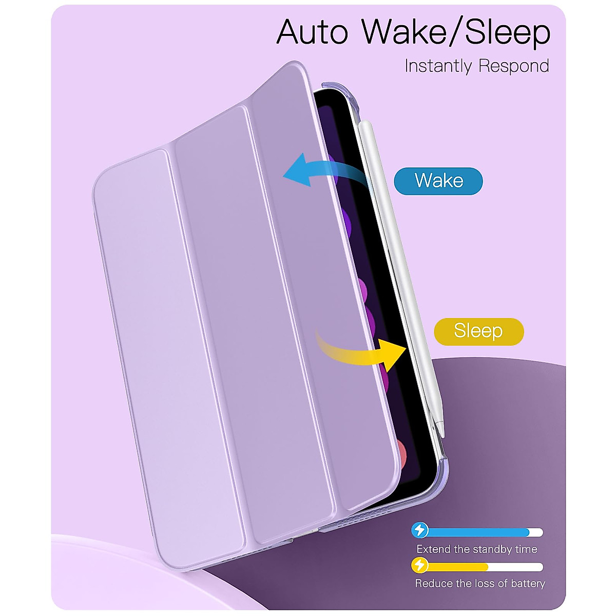 TiMOVO Case for iPad Mini 7 A17 Pro 8.3-inch 2024, iPad Mini 6th Generation Case, Slim Translucent Hard Back Folio Cover Support Touch ID & Apple Pencil Charging, Auto Wake/Sleep - Taro Purple