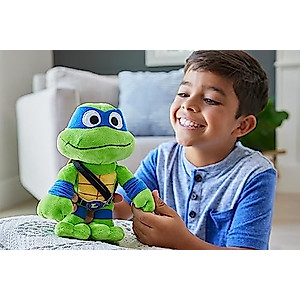 Mattel Teenage Mutant Ninja Turtles: Mutant Mayhem Leonardo Plush Toy, 8 Inch Blue Masked Soft Doll of TMNT Movie Character Leader Leo