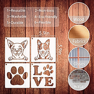 16 Pieces Dog Stencils Dog Paw Stencil for Painting on Wood Reusable Painting Templates for DIY Crafts Scrapbook Sign Shirt Canvas (16 Dog)