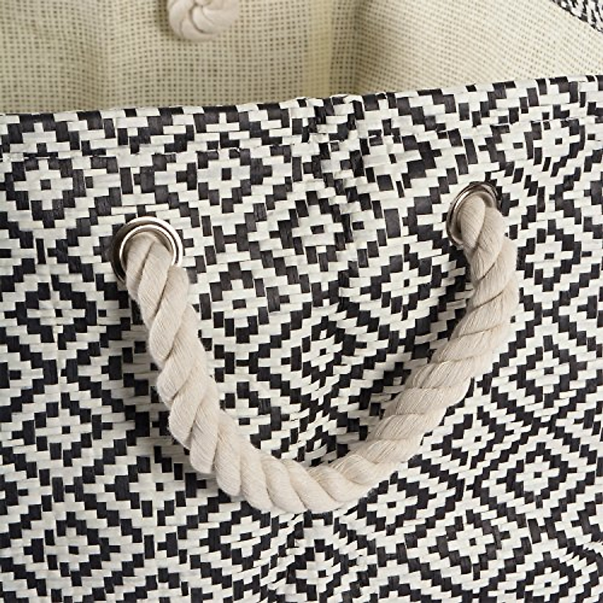 DII Woven Paper Storage Bin, Geo Diamond, Black, Medium Rectangle