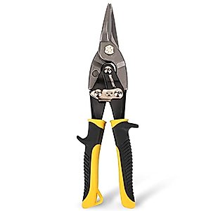 HURRICANE 10 Inch Aviation Tin Snips, Heavy Duty Metal Cutter Shears for Cutting Sheet Metal, Straight Cut, Chrome Vanadium Steel