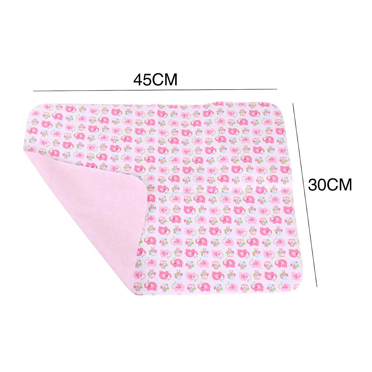 Kakalote Baby Changing Pad Portable Changing Mat Pink Elephant 30x45CM Travel Baby Changing Mat Waterproof Diaper Changing Pad Washable Reusable Breathable Mattress Pad for Newborn Infant Girls Boys