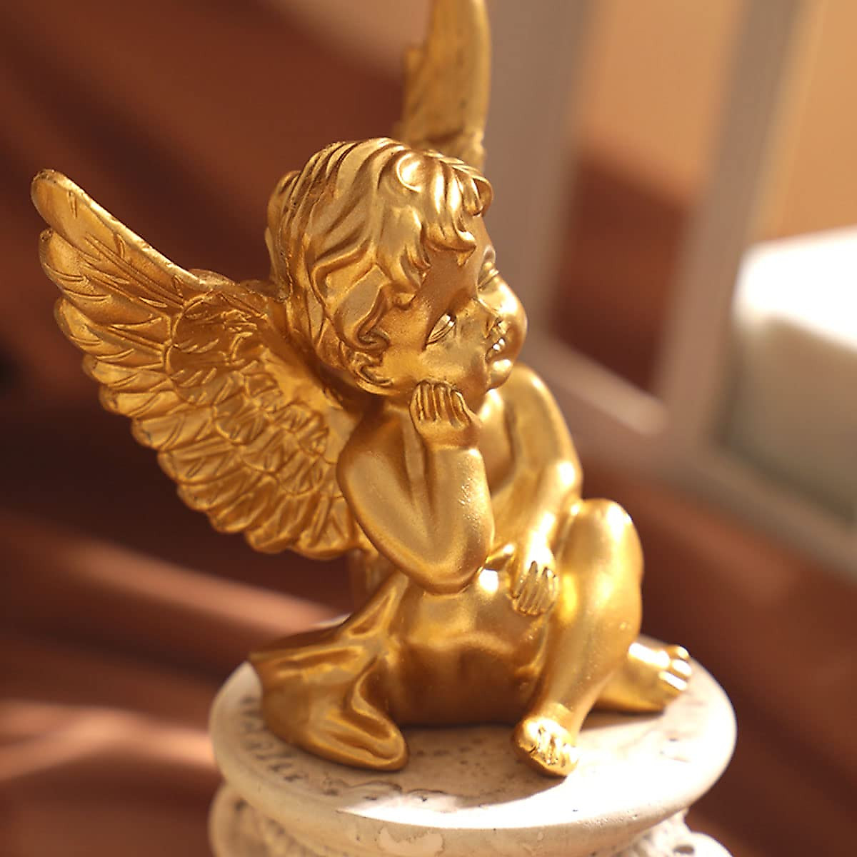 Golden Angel Small Decoration Resin StatueCreative Decoration Home Accessories Decoration Birthday Gift (Set of Angel Ornaments)