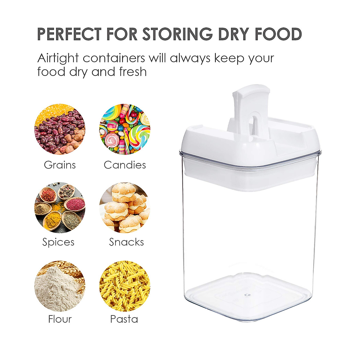 Vtopmart 6 PCS Airtight Food Storage Containers, BPA Free Plastic Snack Containers with Easy Lock Lids, for Kitchen Pantry Organization and Storage, Include 24 Labels, 0.8L