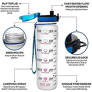 64HYDRO 32oz 1Liter Motivational Water Bottle with Time Marker & Removable Strainer, Water Tracker Bottles, Snow Wolf Water Bottles with Times to Drink, Cool Unique Inspirational Gifts for Men, Women