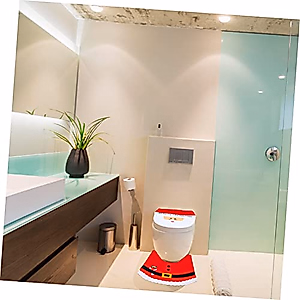 Uonlytech 1 Set Christmas Toilet Cover Wc Cover Christmas Floor Mat Kit Xmas Toilet Mat Toilet Warmer Cover Christmas Toilet Rug Water Tank Cover Gnome Toilet Cover Elder Cloth Radiator Cap