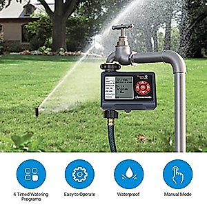 DEWENWILS Sprinkler Timer, Water Timer for Garden Hose, Programmable Hose Timer Automatic Faucet Watering Irrigation Timer for Yard Lawn, Manual Rain Delay Mode, Low Battery Warning