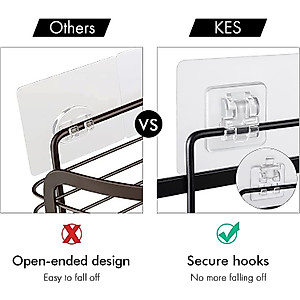 KES Paper Towel Holder with Shelf Storage Wall Mount, Adhesive Paper Towel Holder with Spice Holder for Kitchen, Hanging Spice Rack, Matte Black, KPH506DF-BK