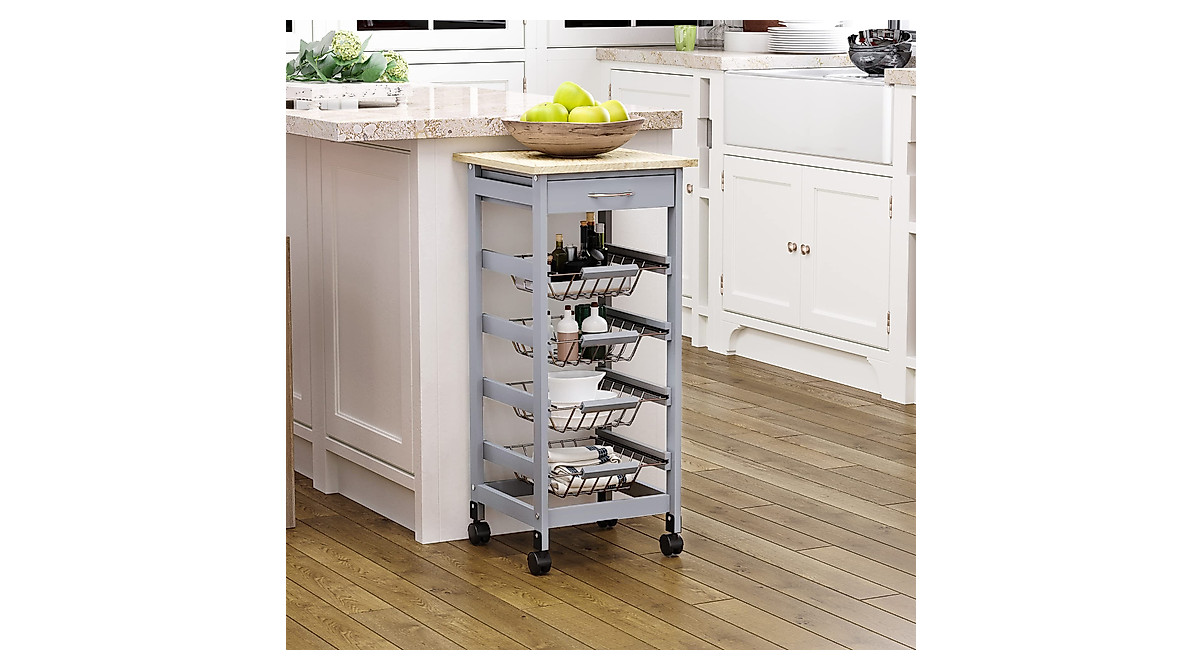 HOMCOM Rolling Kitchen Cart with Storage - Versatile Design