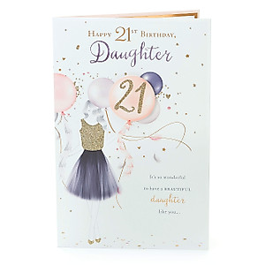 UK Greetings 21st Birthday Card for Daughter with Gold Glitter