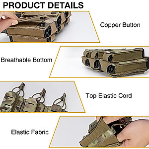 IDOGEAR Triple Mag Pouches Kangaroo Magazine Pouch for 9mm Pistol Magazines and 5.56mm Rifle Magazines Universal MOLLE Tactical Pouches Elastic Adjustable (camo)