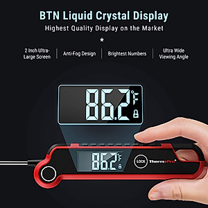 ThermoPro TP620 Instant Read Meat Thermometer Digital, Cooking Thermometer with Large Auto-Rotating LCD Display, Waterproof Food Thermometer Digital for Kitchen, BBQ, or Grill