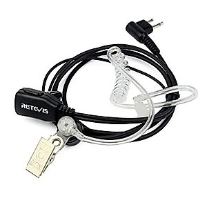 Retevis Two Way Radio Earpiece with Mic 2 Pin, Compatible with Motorola CP100D CP185 CP200 CP200D GP300 GP2000 Mag ONE BRP40 A8 HYT TC610 Two Way Radio, Acoustic Tube Walkie Talkie Earpiece(1 Pack)