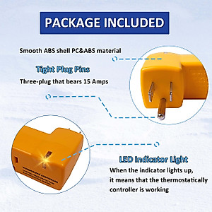 MAXKOSKO 2PCS Freeze Thermostatically Controlled Outlet，Automatically Turn On below 38°F and Off Over 50°F