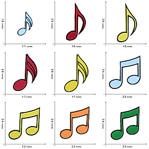 KLORIZ 10 PCS Musical Note Embroidered Iron On Patches Music Festival Patch Eighth Note Sixteenth Note Clothing Badge