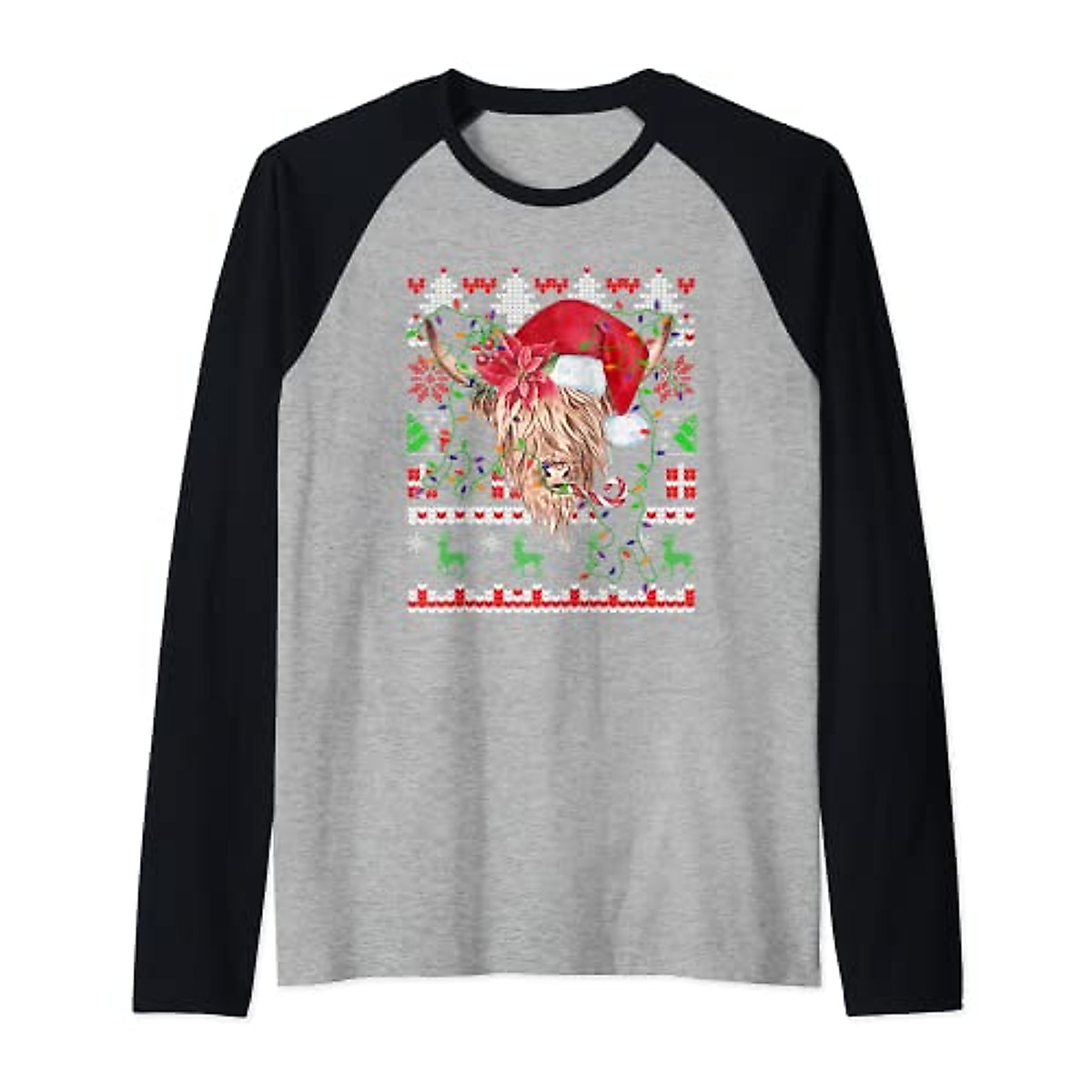 Farmhouse Christmas Stocking Stuffers Highland Ugly Cow Raglan Baseball Tee