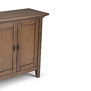 SIMPLIHOME Redmond SOLID WOOD 32 inch Wide Transitional Low Storage Cabinet in Rustic Natural Aged Brown for the Living Room, Entryway and Family Room