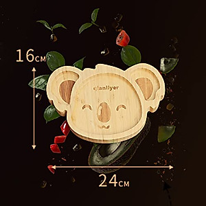 qianliyer Bamboo Baby Plates with Suction - Natural Feeding Dishes for Babies and Toddlers, Perfect for Led Weaning, Non-Slip Design | Ideal Gifts for Kids (Green)