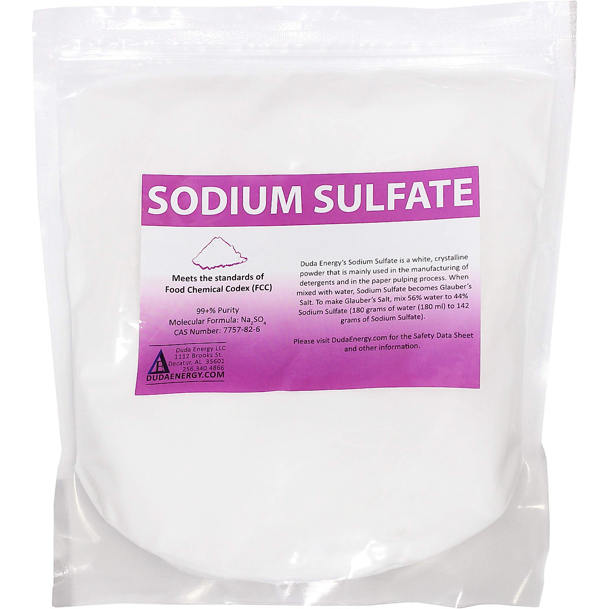 Duda Energy 5 lb Sodium Sulfate Food Grade FCC Anhydrous Naturally Mined 99+% Purity,White