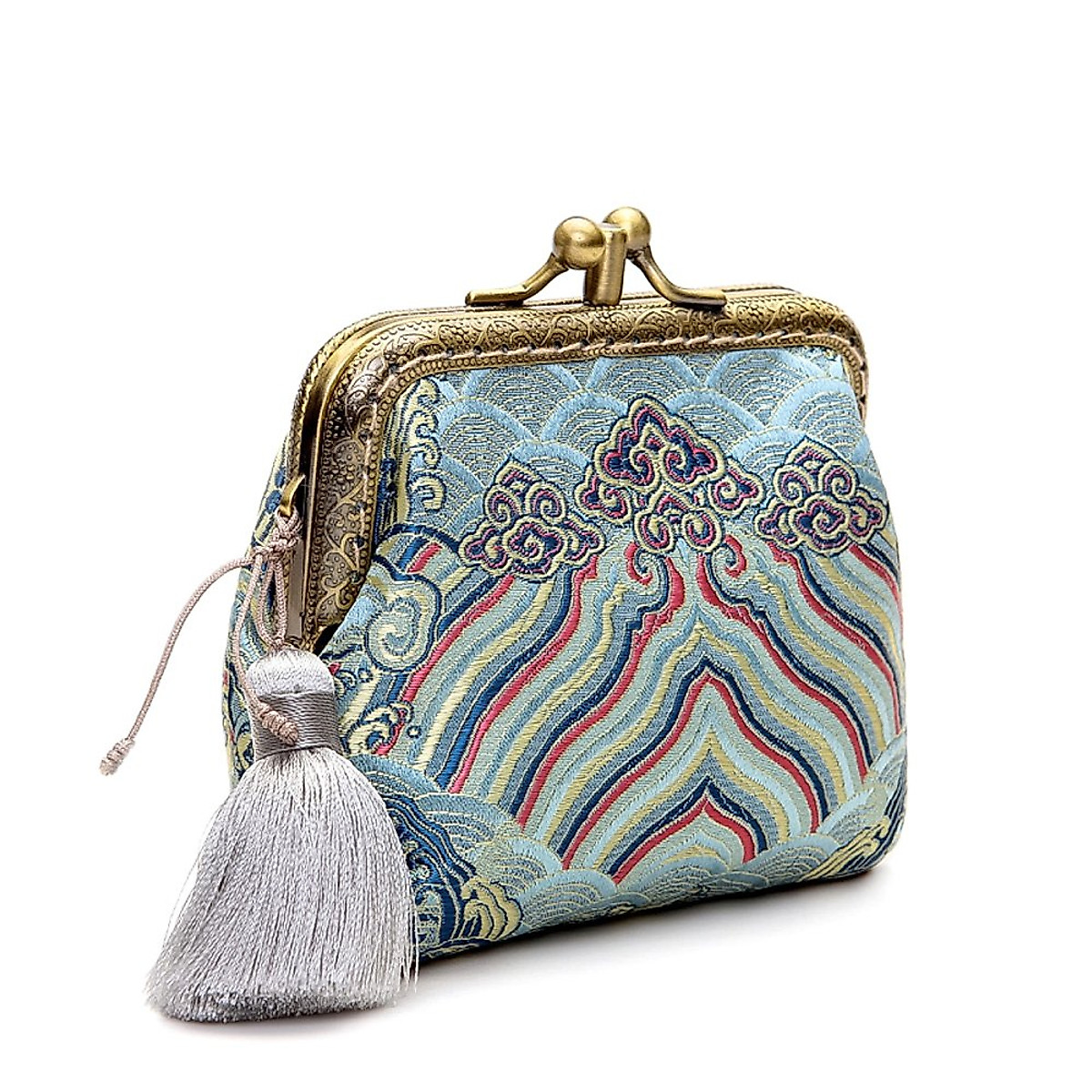 Jan&Dee Original Hand-made Silk Tapestry Satin Top Grade Exquisite Buckle Coin Purse