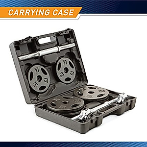 Marcy Adjustable Cast Iron Dumbbell Set with Case, Plates, Handles and Collars ADS-42, Chrome, 40 lb.