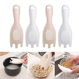 SUODAO Rice Grain Drainer,Useful Cooking Kitchen Tool Separate Beans Rice Colander Filter Rice Washer Strainer Clip(4PCS White)