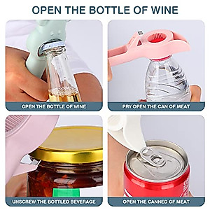 FICUS 4 IN 1 Multi Function Can Opener Bottle，Jar Opener beer opener，Multi Kitchen Tool For Jelly Jars, Wine, Beer and other, Handheld Can Beer Opener for Children, Elderly and Arthritis Sufferers